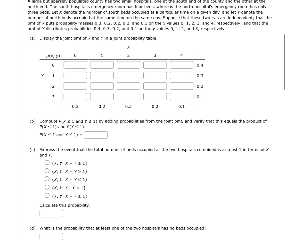 Solved A large but sparsely populated county has two small | Chegg.com