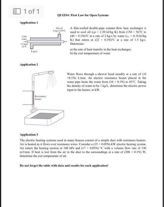 Solved QUIZ 4: First Law for Open Systems Application 1 A | Chegg.com