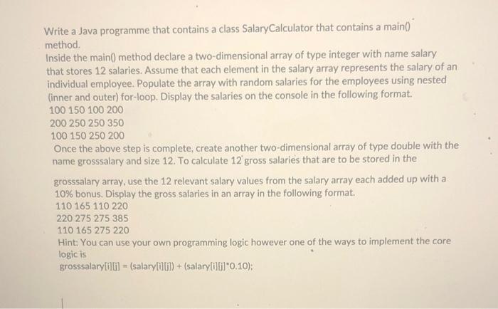 Solved Write a Java programme that contains a class | Chegg.com