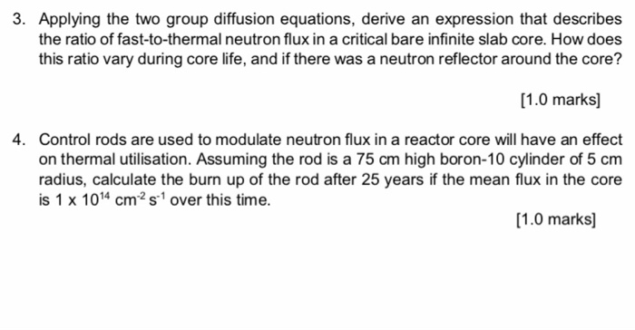 3. Applying the two group diffusion equations, derive | Chegg.com