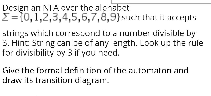 Solved Design an NFA over the alphabet | Chegg.com