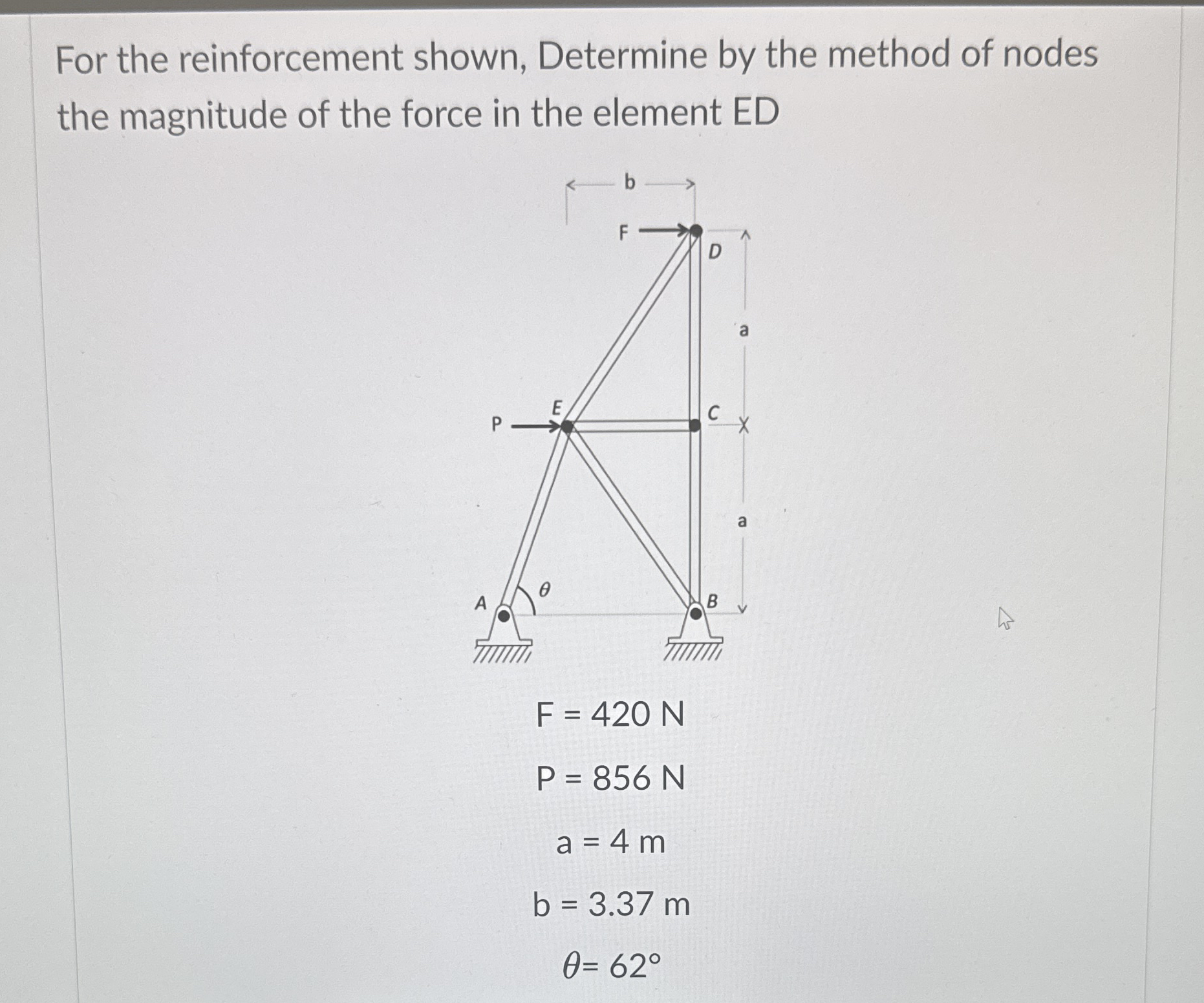 Solved For the reinforcement shown, Determine by the method | Chegg.com