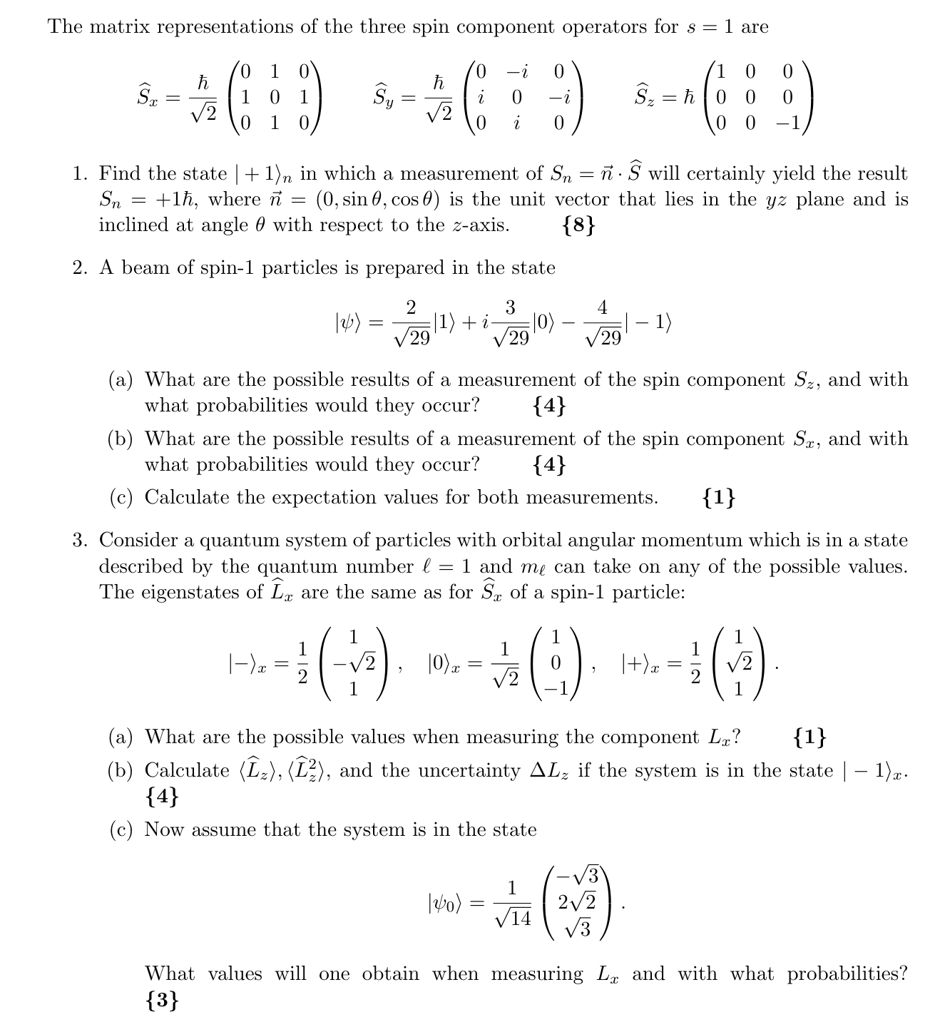 Solved The matrix representations of the three spin | Chegg.com