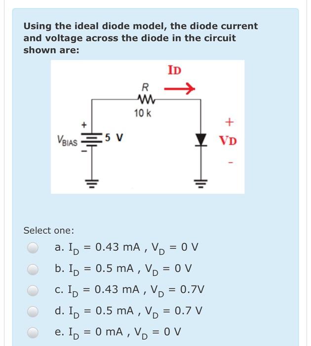 Solved Using the ideal diode model, the diode current and | Chegg.com