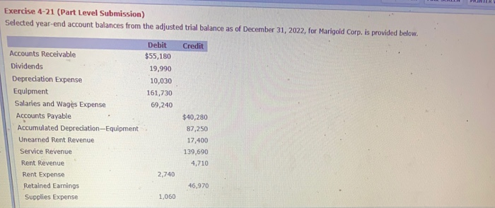 Solved Exercise 4-21 (Part Level Submission) Selected | Chegg.com