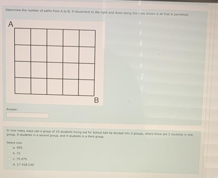 Solved Determine the number of paths from A to B, it | Chegg.com