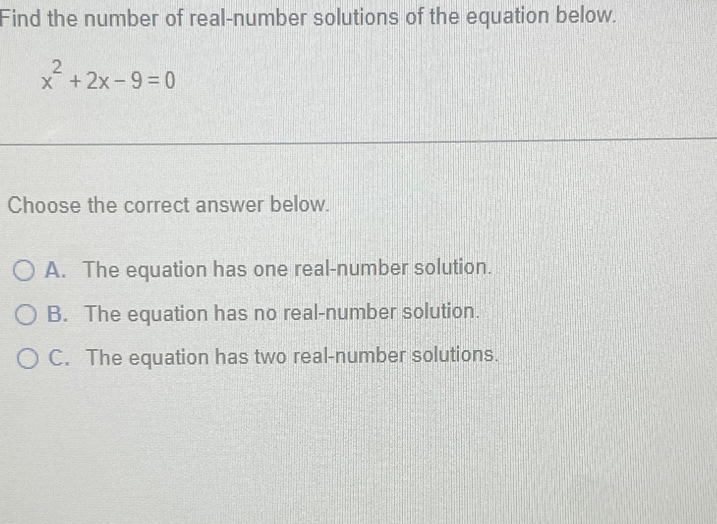 Solved Find the number of real-number solutions of the | Chegg.com