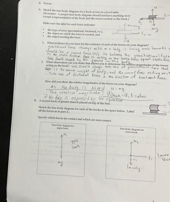 Solved 1. Examine all the forces on the two free-body | Chegg.com