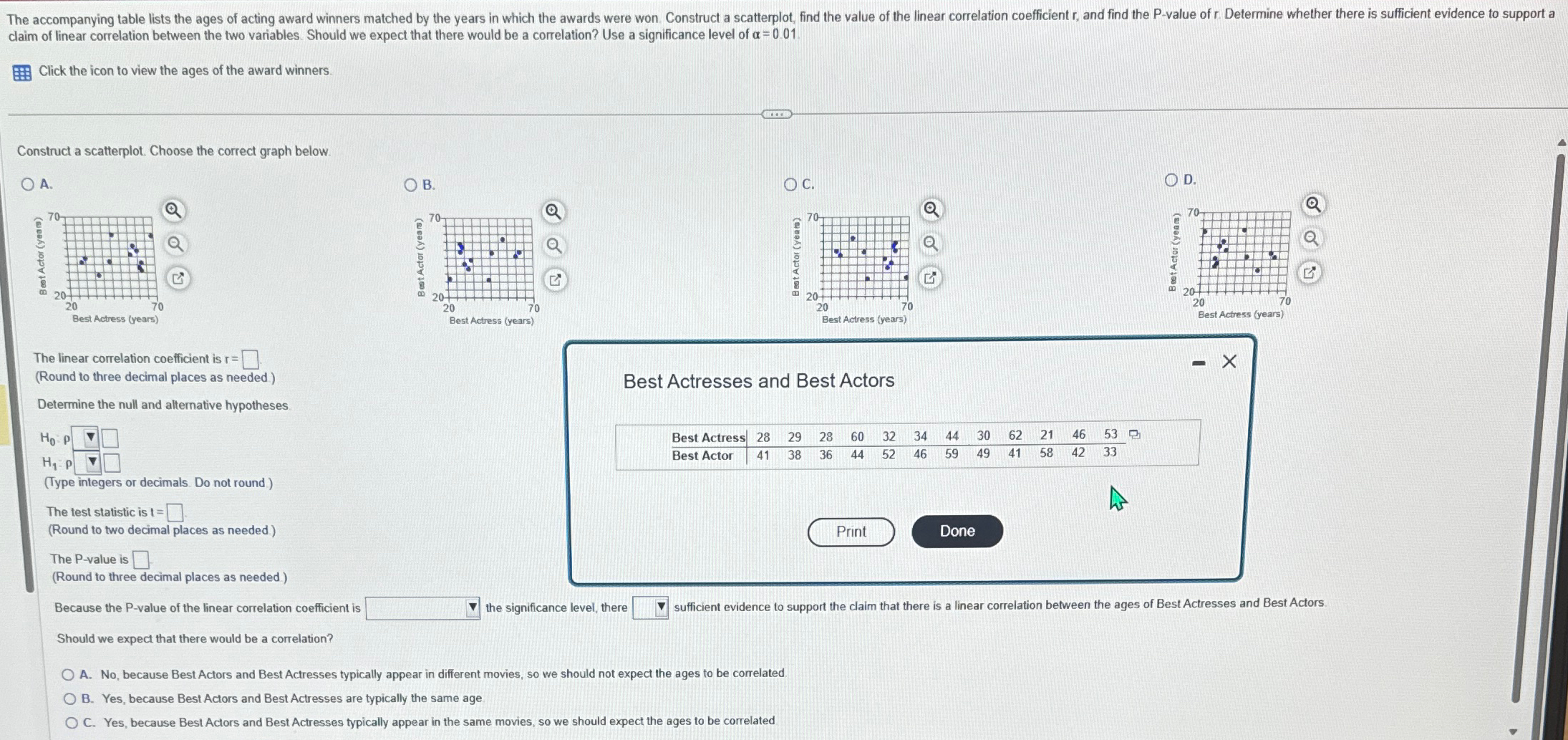 Solved claim of linear correlation between the two | Chegg.com