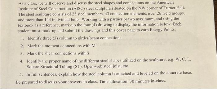 As a class, we will observe and discuss the steel | Chegg.com