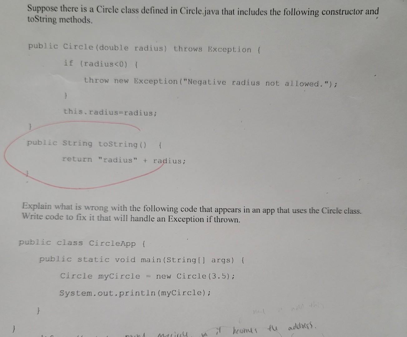 Solved Suppose there is a Circle class defined in | Chegg.com