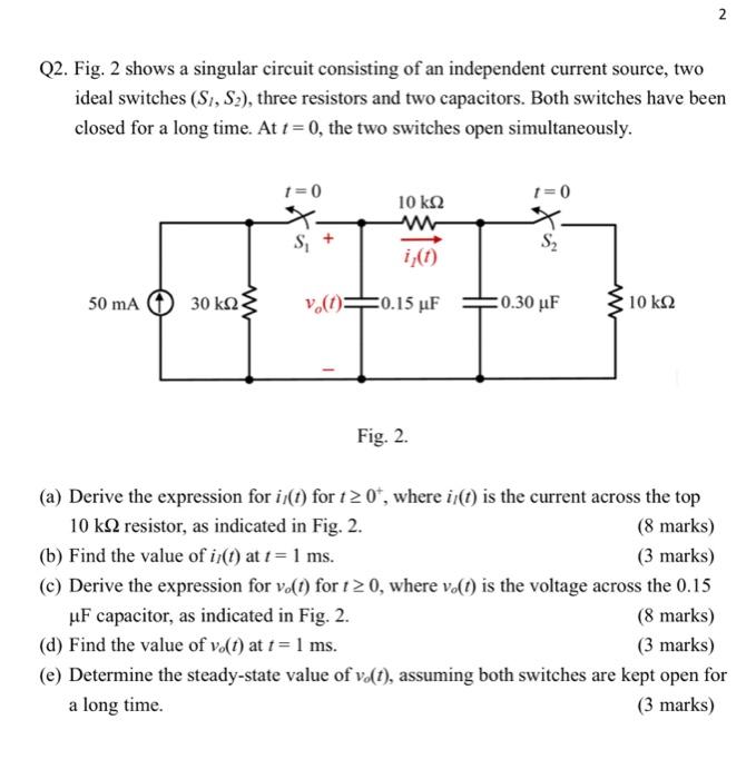 Solved Q2. Fig. 2 shows a singular circuit consisting of an | Chegg.com