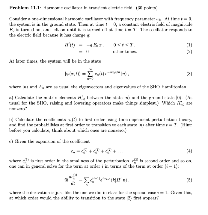 Solved Problem 11.1: Harmonic oscillator in transient | Chegg.com
