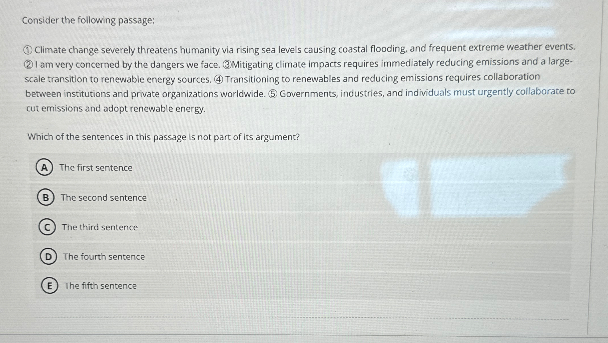 Solved Consider the following passage:(1) ﻿Climate change | Chegg.com