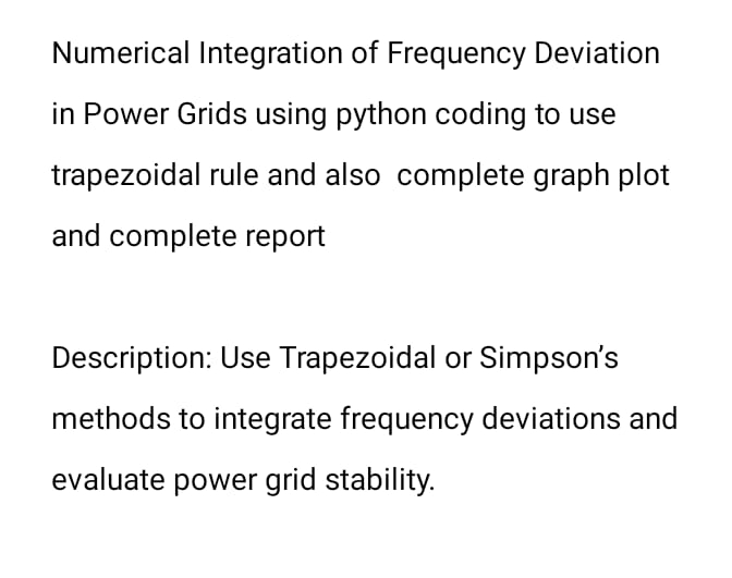 Numerical Integration of Frequency Deviation in Power | Chegg.com