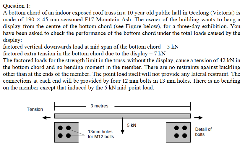 Solved Question 1:A bottom chord of an indoor exposed roof | Chegg.com