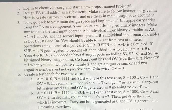1. Log in to circuitverse.org and start a new project | Chegg.com