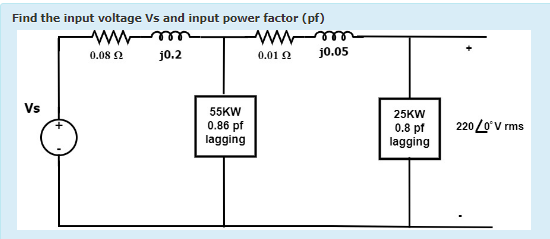 Solved Find the input voltage Vs and input power factor (pf) | Chegg.com