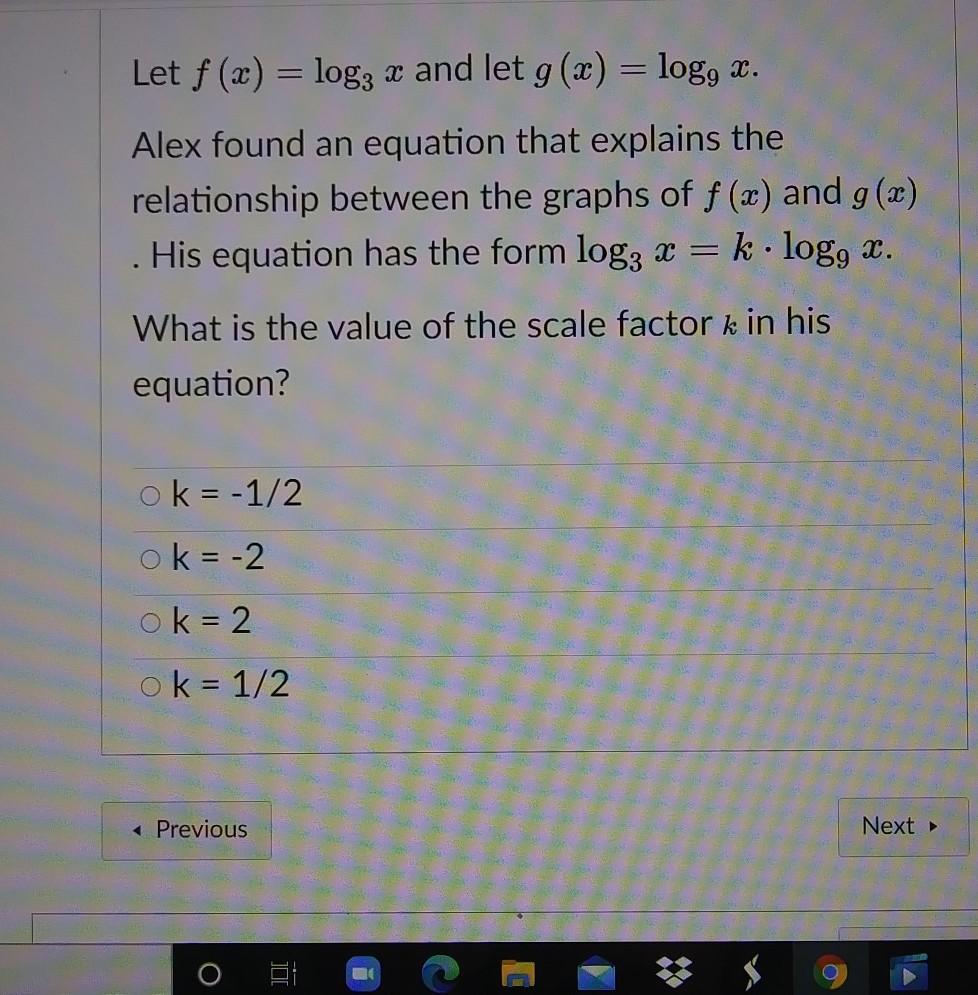 Solved Let f (x) = log2 x and let g(x) = log, X. Alex found | Chegg.com