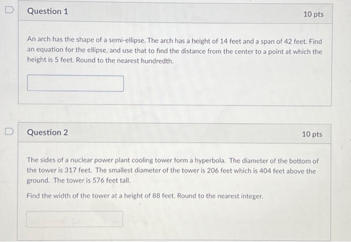 Solved An arch has the shape of a semi-ellipse. The arch has | Chegg.com