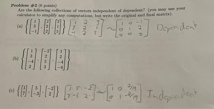 Solved Problem \#2 (6 points) Are the following collections | Chegg.com