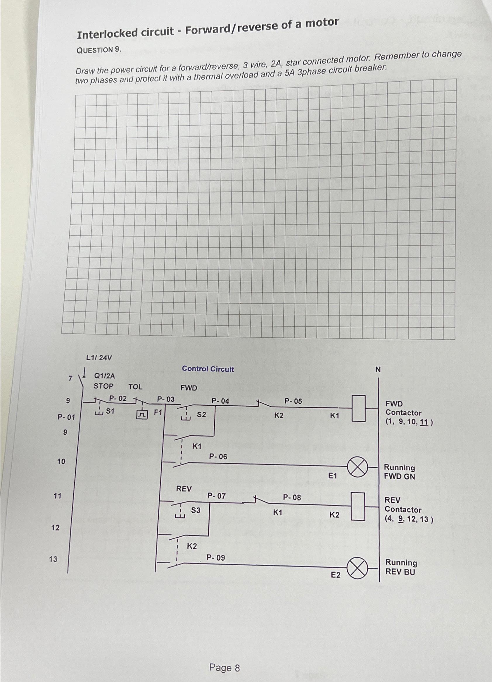 Solved Interlocked circuit - ﻿Forward/reverse of a motor | Chegg.com