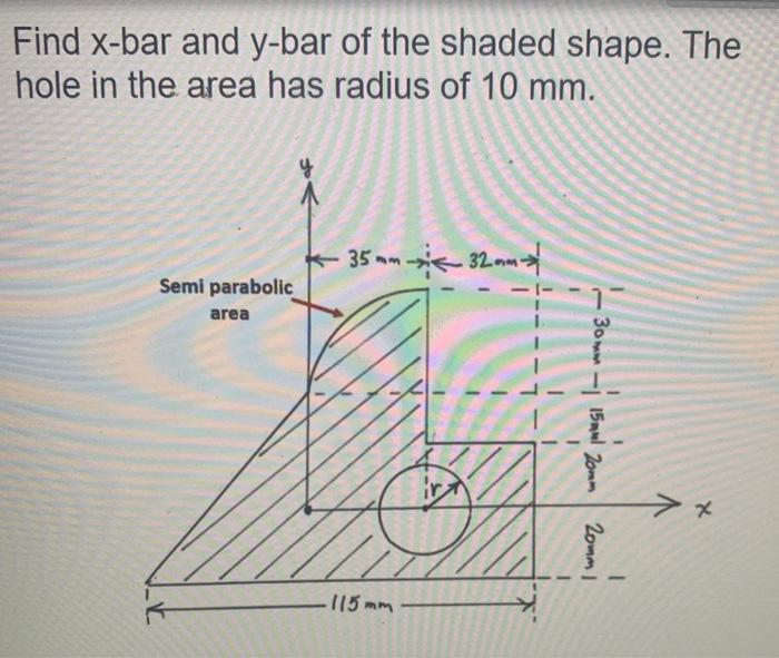 Solved Find x-bar and y-bar of the shaded shape. The hole in | Chegg.com