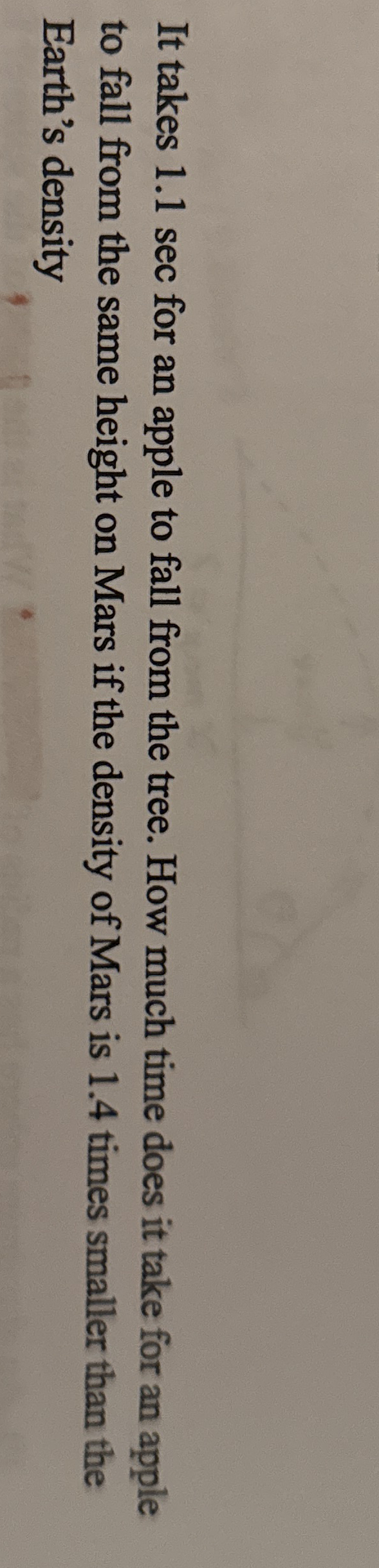Solved It takes 1.1 ﻿sec for an apple to fall from the tree. | Chegg.com