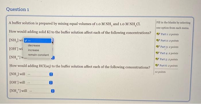 Solved Question 1 A buffer solution is prepared by mixing | Chegg.com