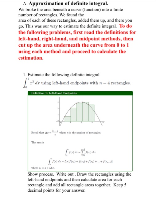 Solved A. Approximation of definite integral. We broke the | Chegg.com