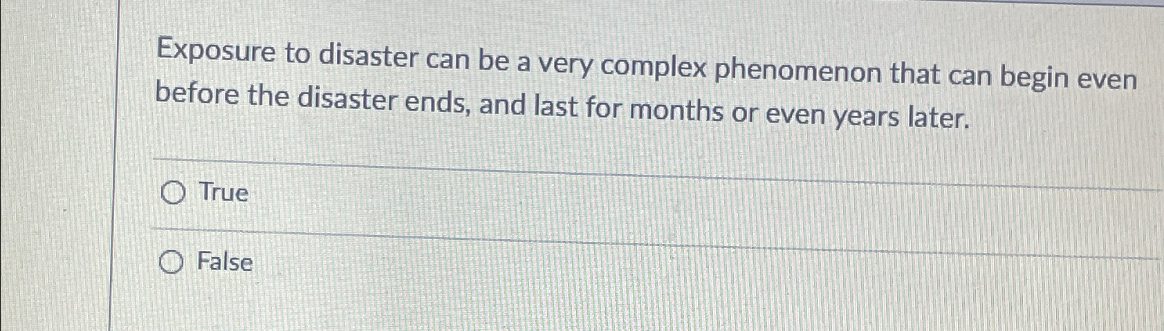 Solved Exposure to disaster can be a very complex phenomenon | Chegg.com
