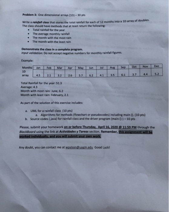Solved Problem 3: One dimensional arrays (1D) - 30 pts Write | Chegg.com