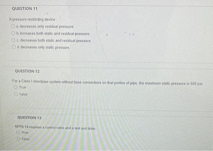Solved A pressure restricting device a. decreases only | Chegg.com