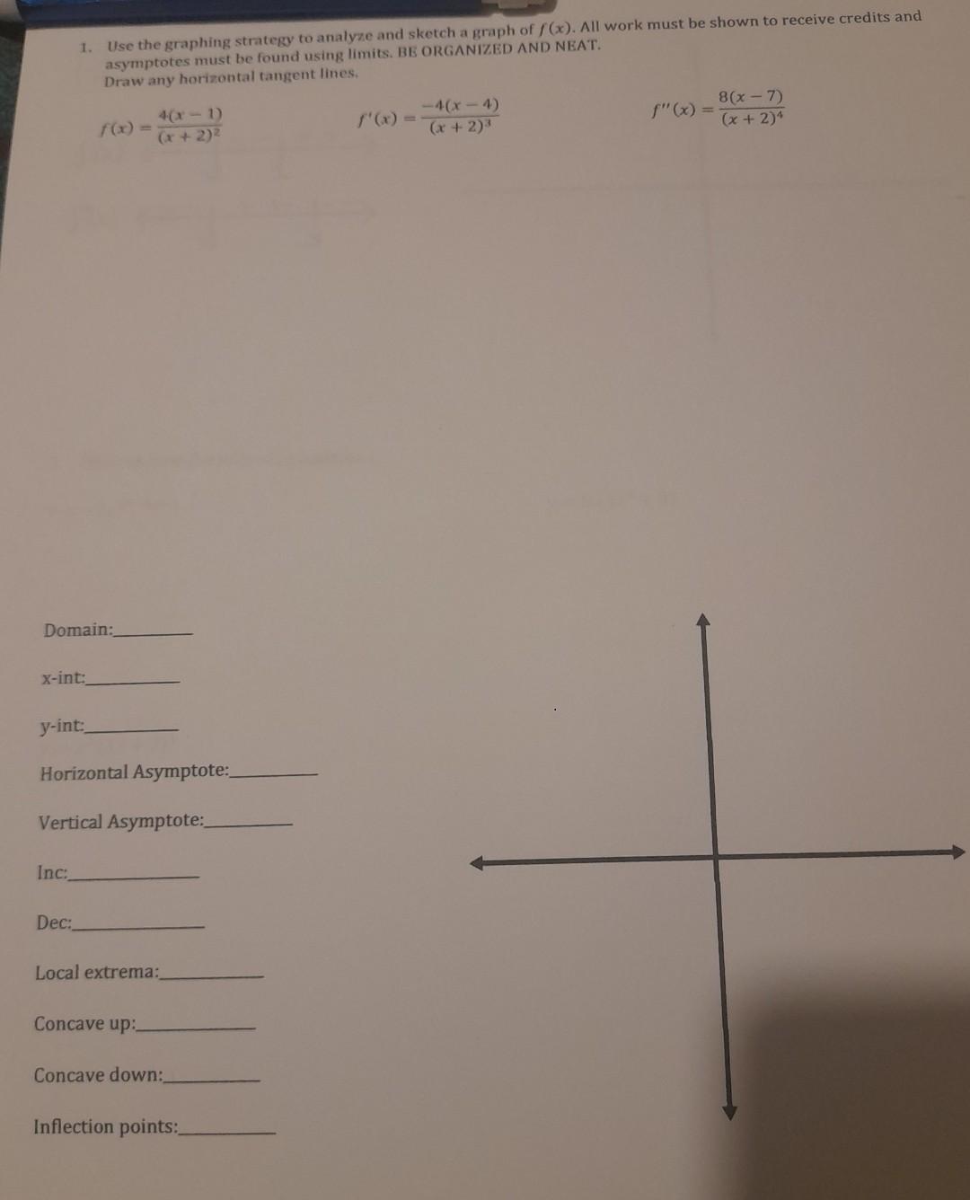 Solved 1. Use the graphing strategy to analyze and sketch a | Chegg.com