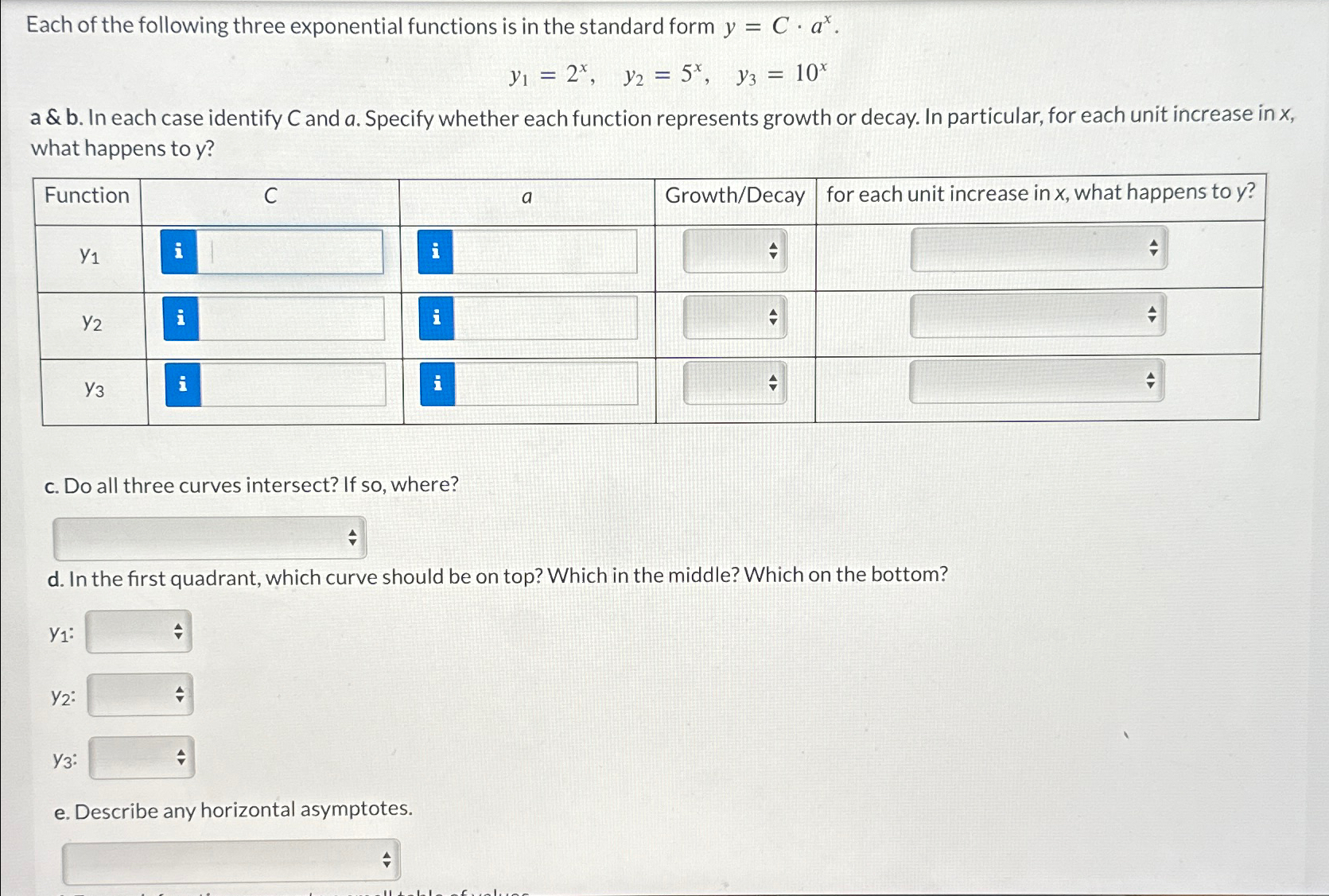Solved Each of the following three exponential functions is | Chegg.com