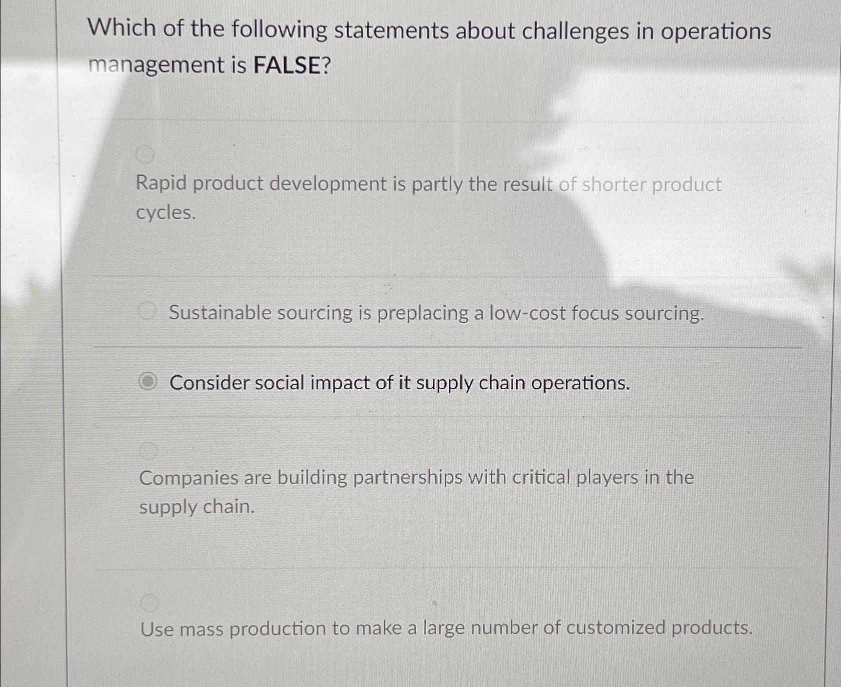 Solved Which of the following statements about challenges in | Chegg.com