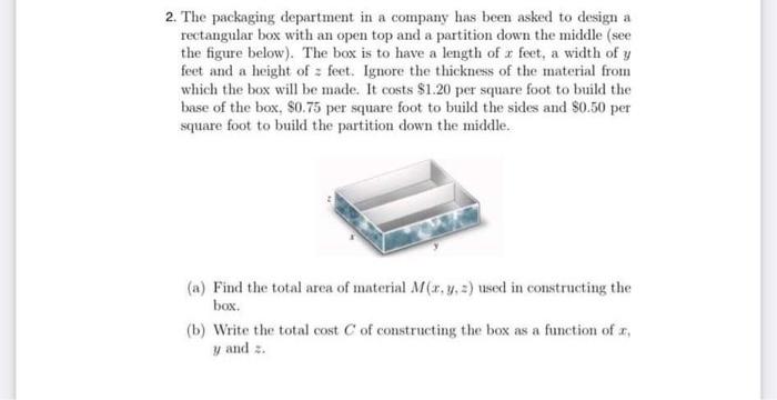 2. The packaging department in a company has been | Chegg.com