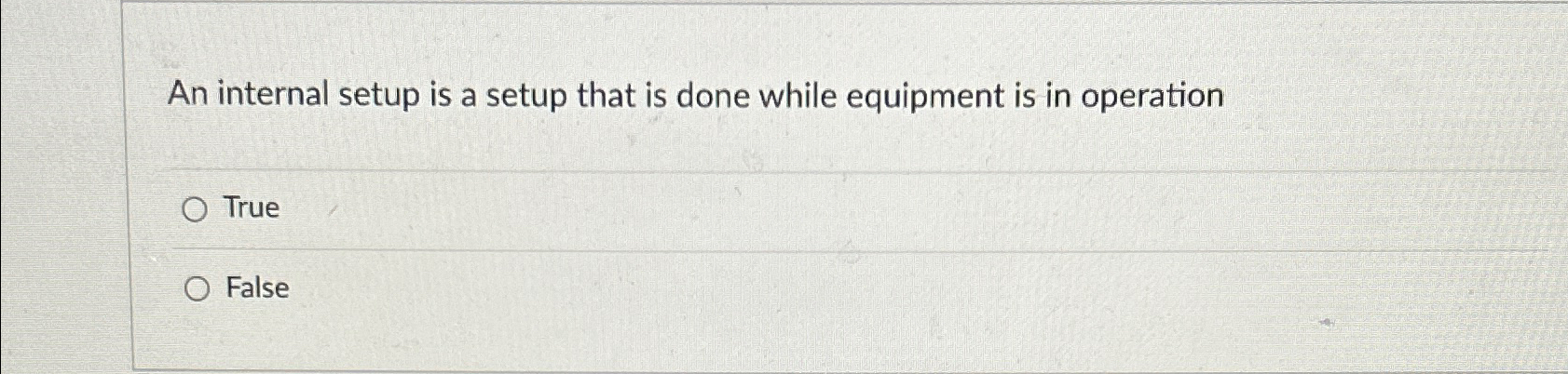 Solved An internal setup is a setup that is done while | Chegg.com