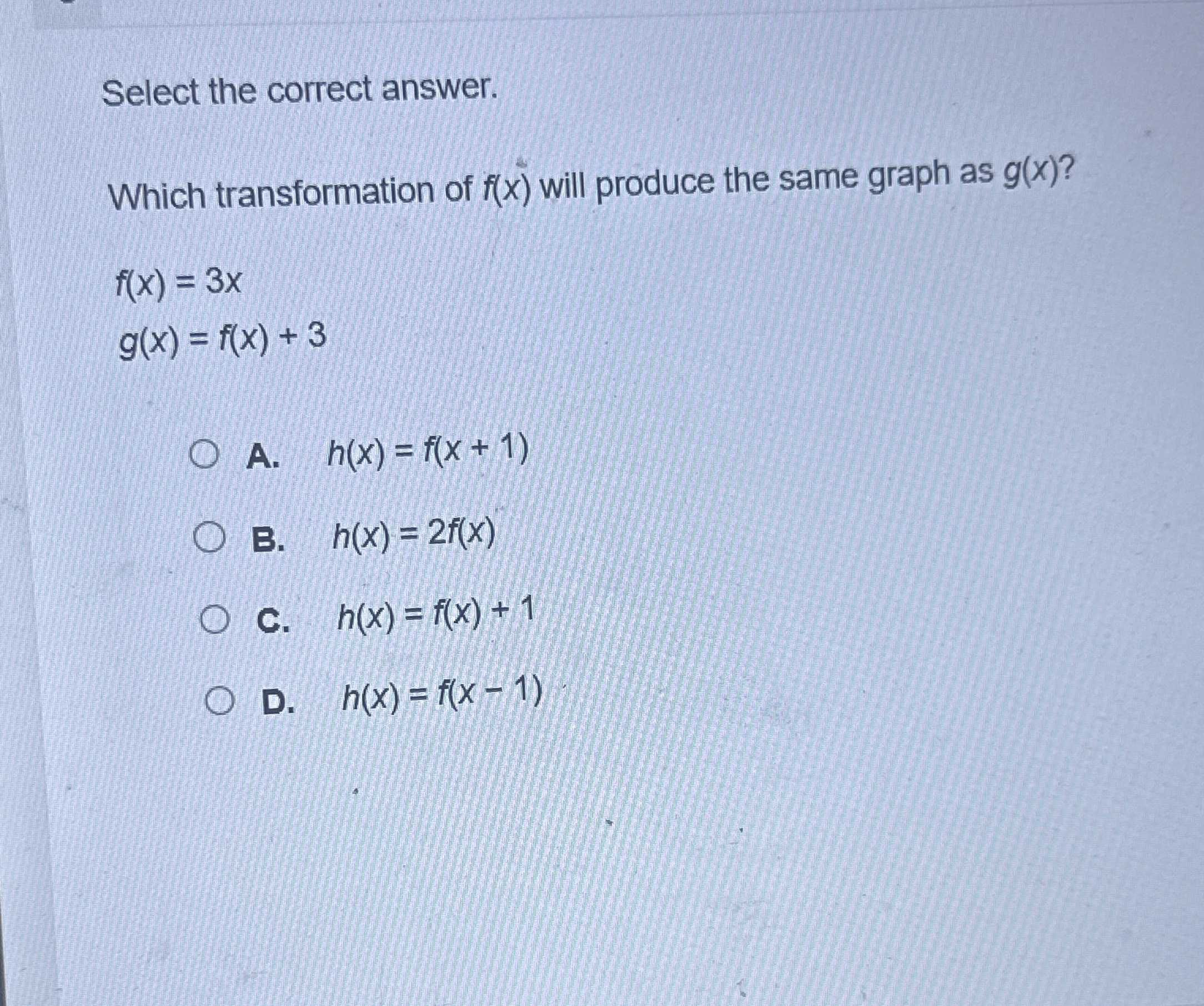 Solved Select the correct answer.Which transformation of | Chegg.com