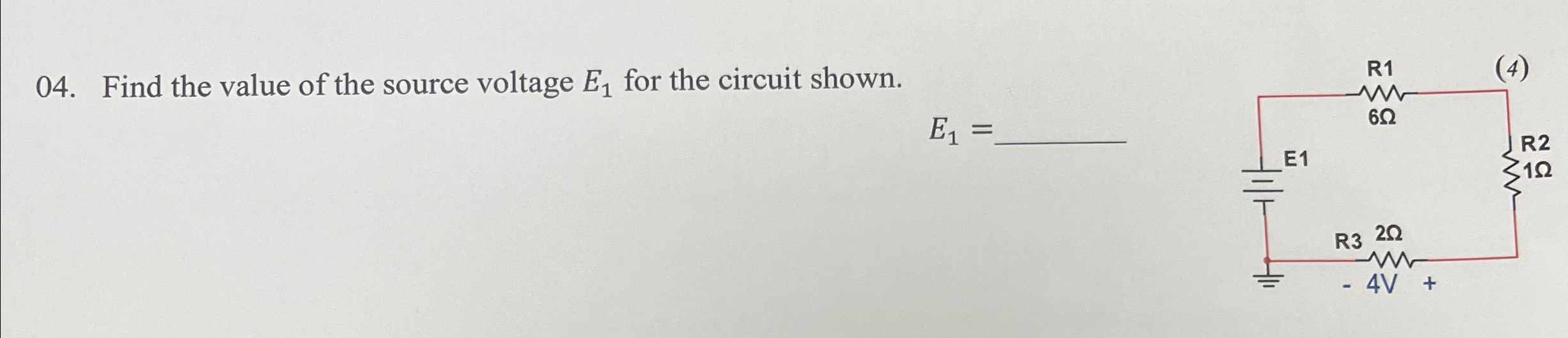 Solved Find the value of the source voltage E1 ﻿for the | Chegg.com
