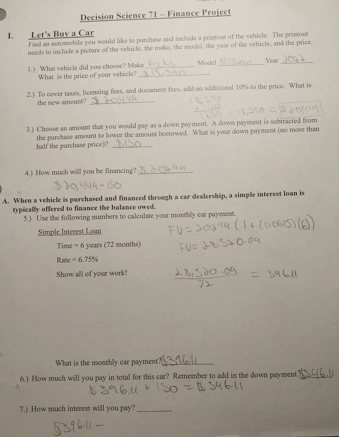 Solved I wanted to make sure that the math I've done is | Chegg.com