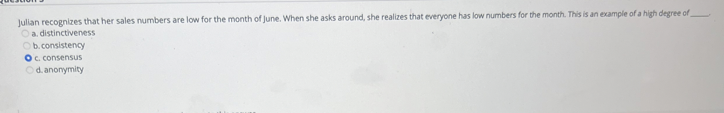 Solved Julian recognizes that her sales numbers are low for | Chegg.com