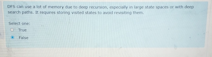 DFS can use a lot of memory due to deep recursion, | Chegg.com