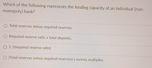 Solved Which of the following represents the lending | Chegg.com
