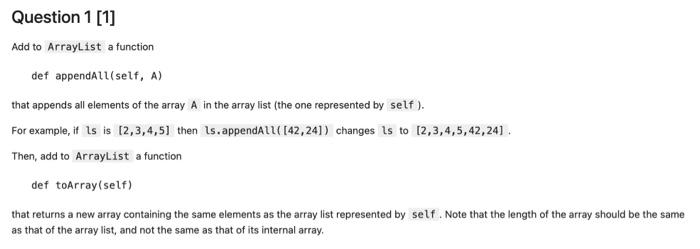 Solved Add To Arraylist A Function Def Appendallself A