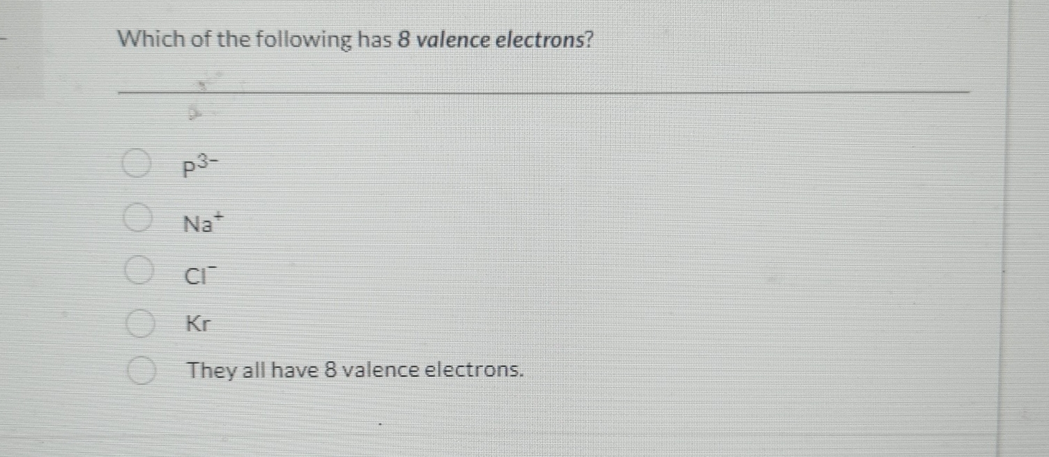 Solved Which of the following has 8 ﻿valence | Chegg.com