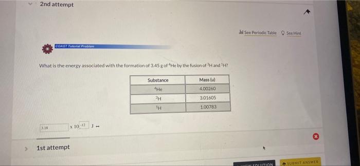 Solved > 2nd attempt COAST Tutorial Problem What is the | Chegg.com
