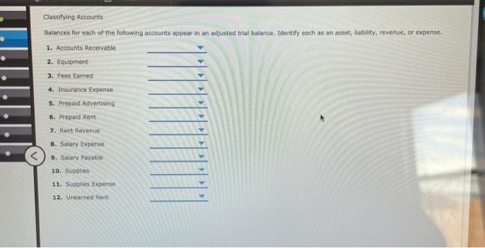 Solved Classifying Accounts Balances for each of the | Chegg.com