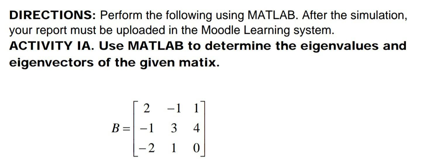Solved DIRECTIONS: Perform the following using MATLAB. After | Chegg.com