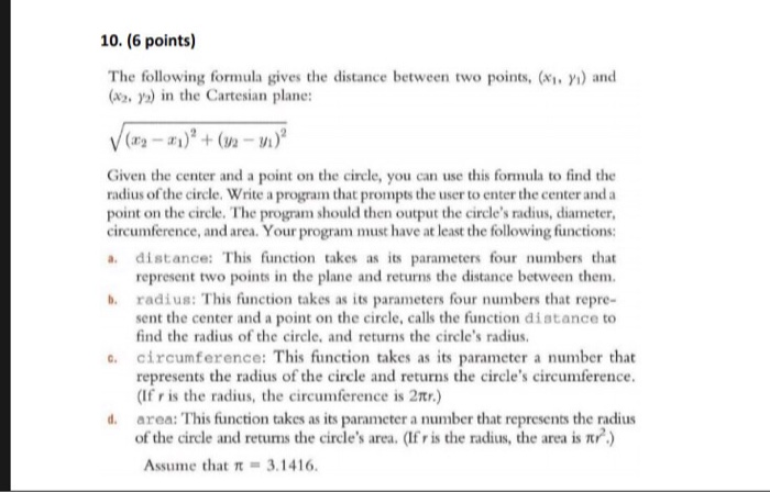 Solved 10. (6 points) ) and The following formula gives the | Chegg.com